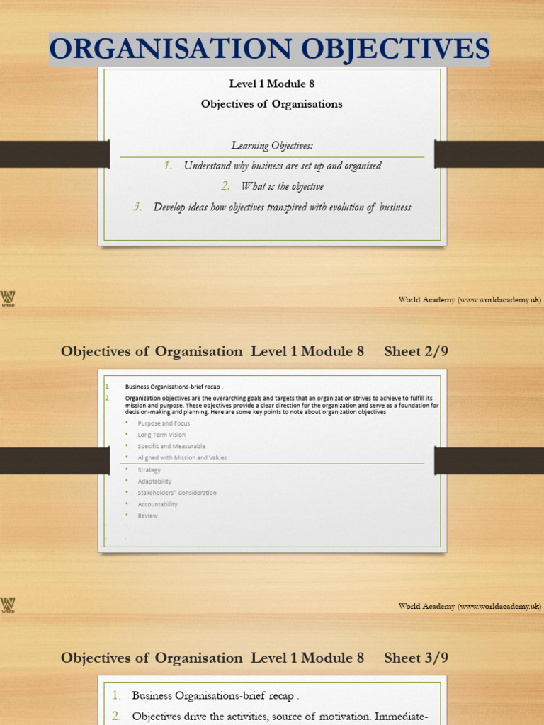 Understanding Organizational Objectives | PDF | Return On Investment ...