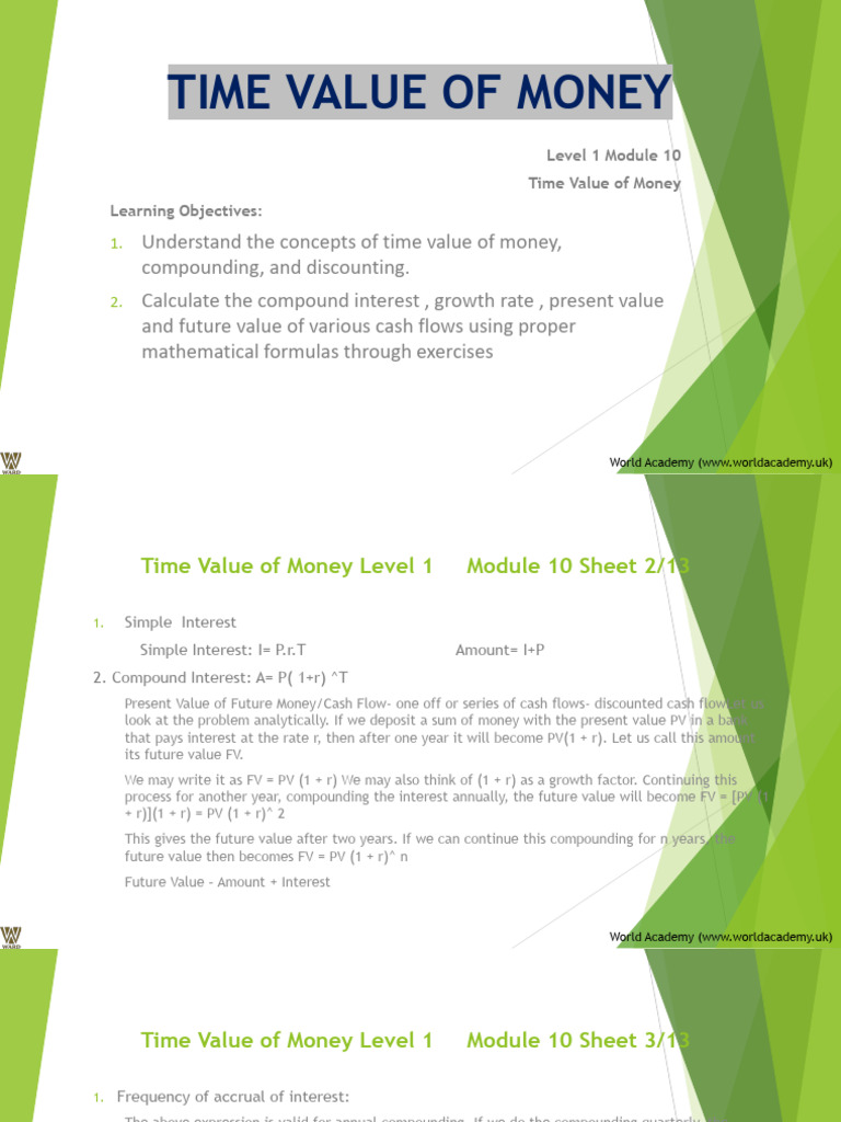 L 1 M 10 Time Value of Money | PDF | Time Value Of Money | Present Value