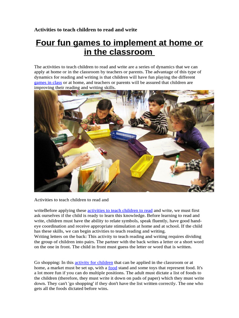 Fun Activities to Teach Reading & Writing | PDF | Literacy | Learning