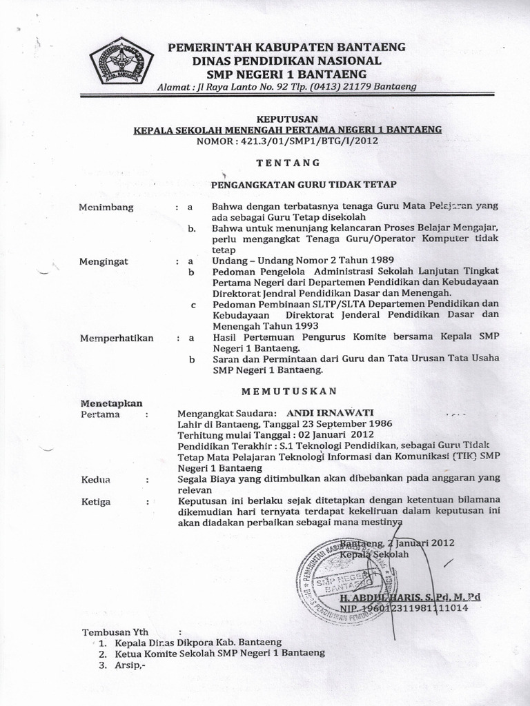 SK 2012 A. IRNAWATI | PDF