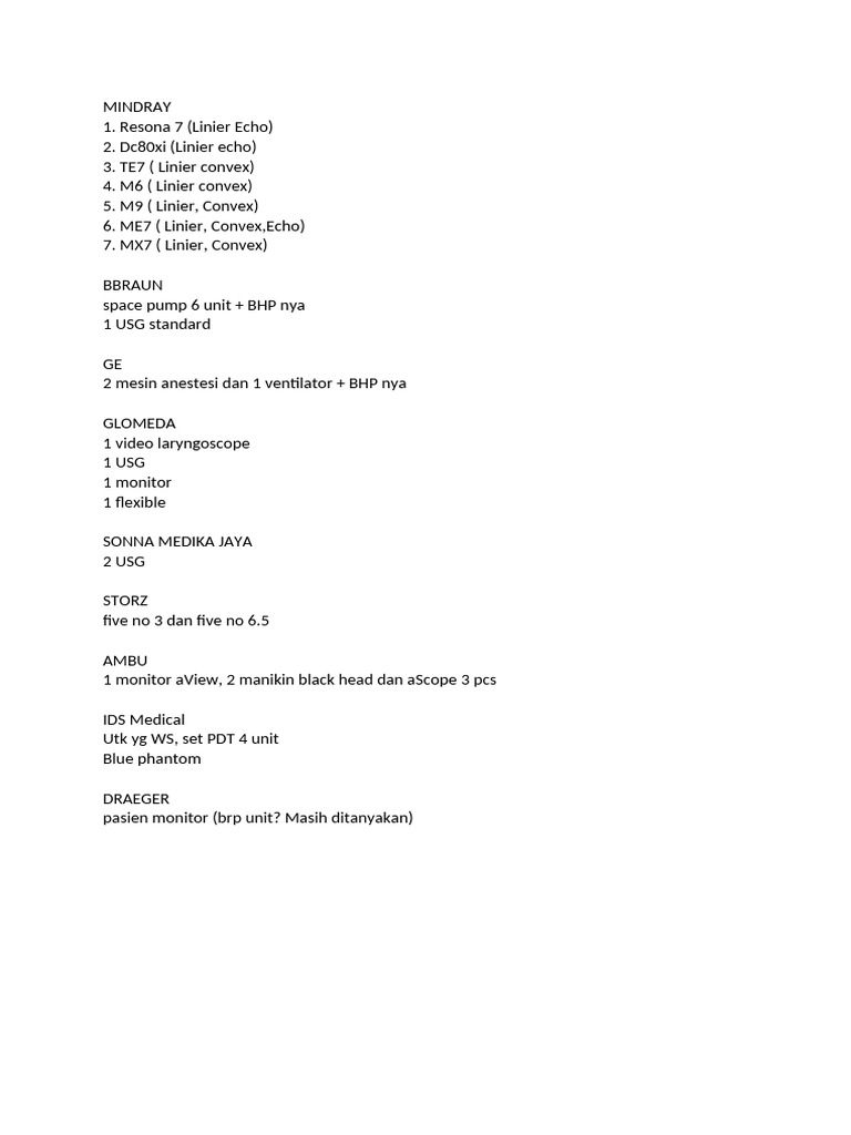 List Alat BUAS 2022 | PDF