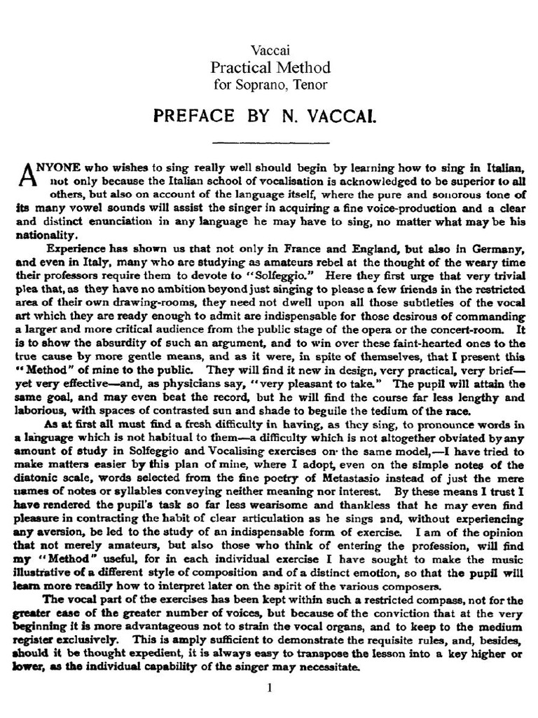 Vaccai - Metodo Pratico - Tenor | PDF