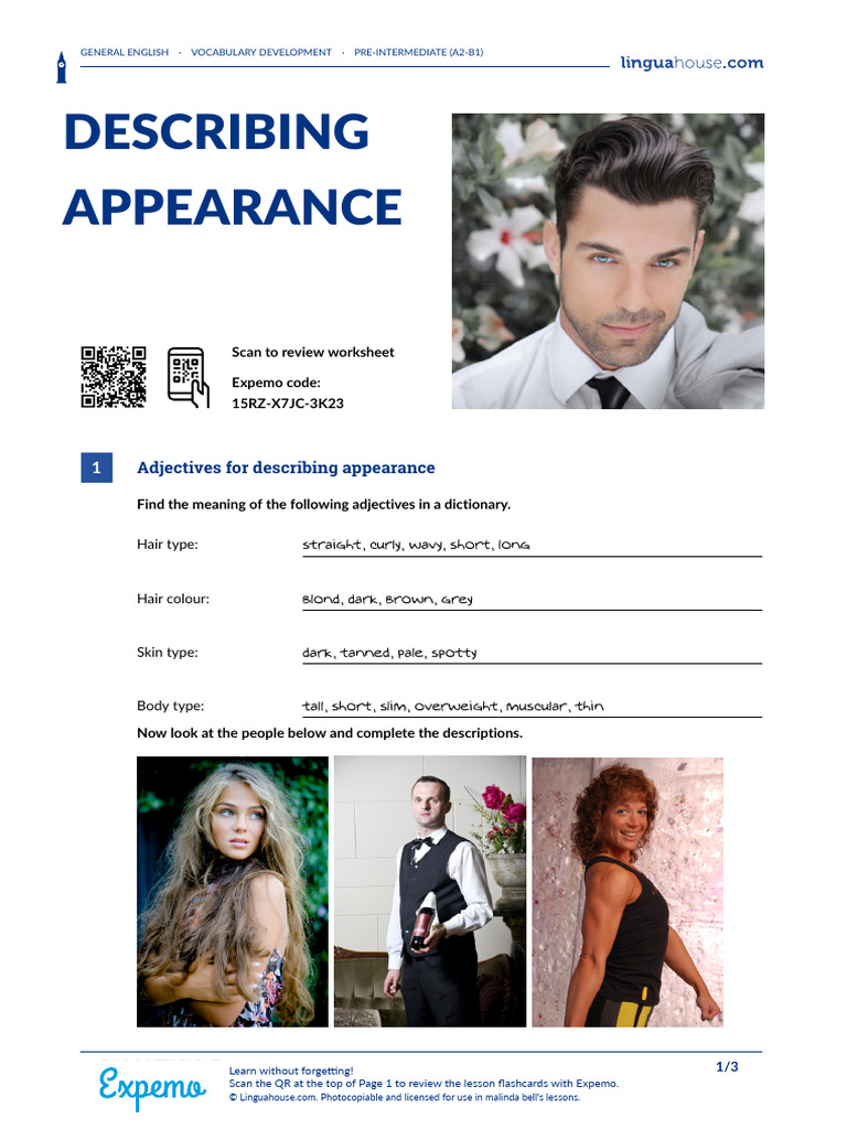 Describing Appearance for Kids | PDF | Hair | Human Appearance