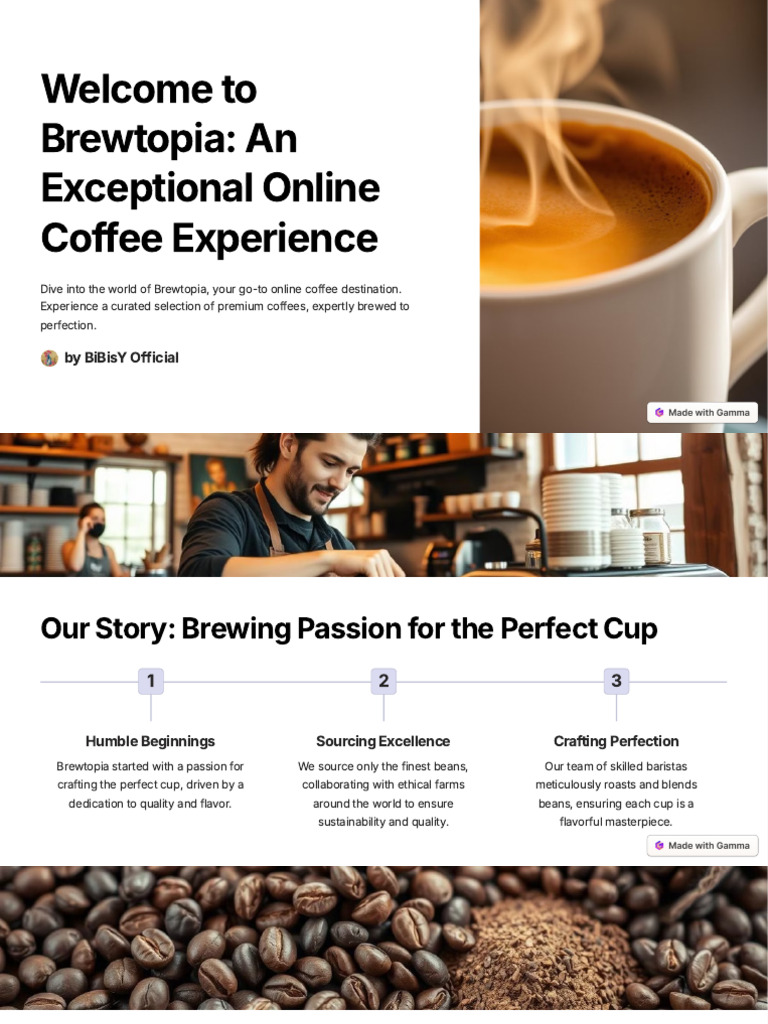 Welcome To Brewtopia An Exceptional Online Coffee Experience | PDF | Coffee | Hot Drinks