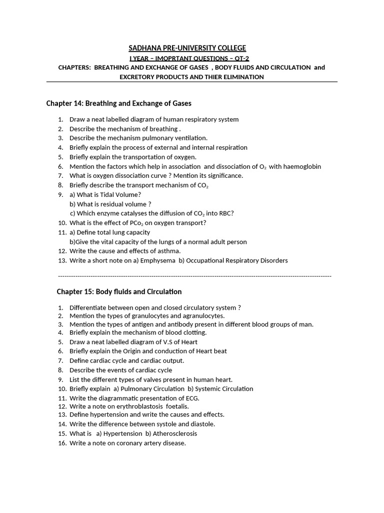 I PU IMP Questions - QT-2 dEC.2024 | PDF | Lung | Kidney