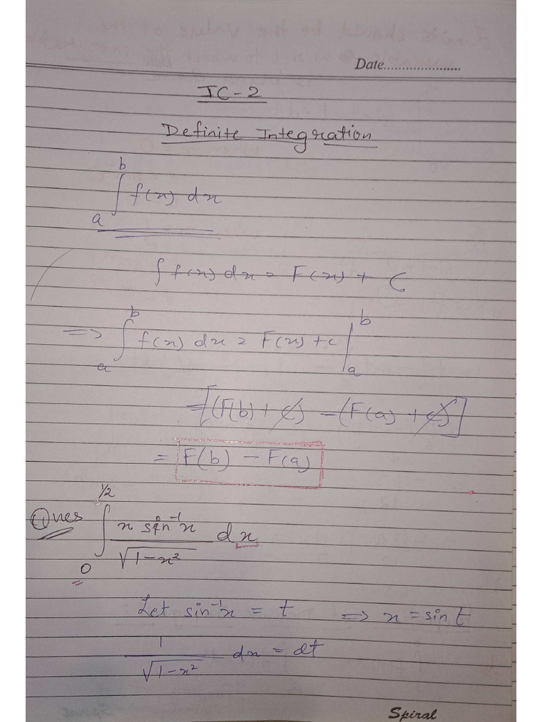 Definite Integral Calculus Notes | PDF