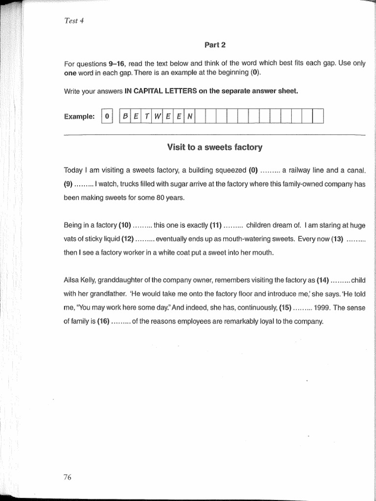 FCE 1 Reading and Use 4parts 2-5 | PDF