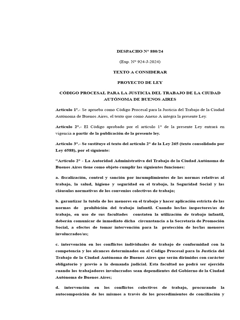 Código Procesal Laboral CABA | PDF | Derecho laboral | Demanda judicial