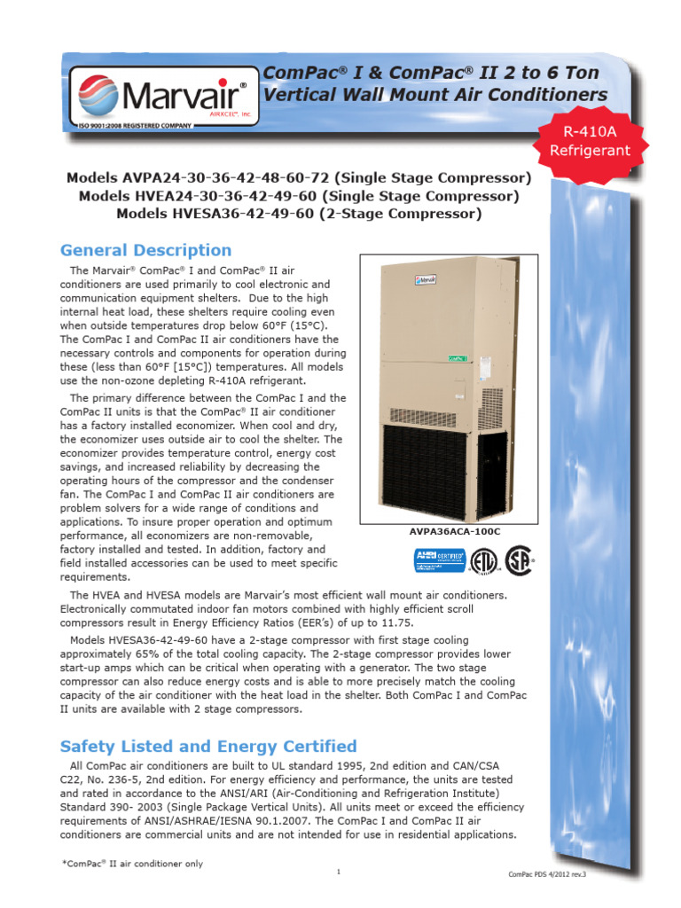 Compac I & Compac Ii 2 To 6 Ton Vertical Wall Mount Air Conditioners ...