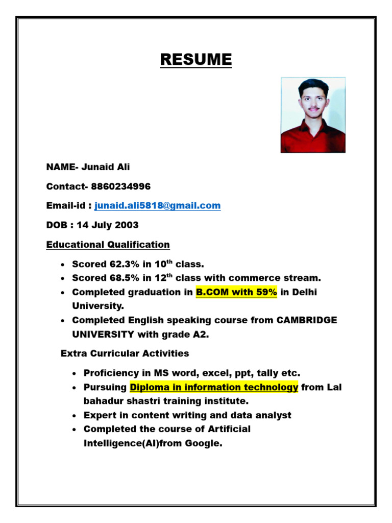 Junaid Latest Resume | PDF