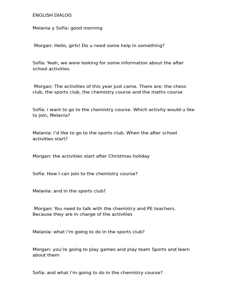After School Activities Dialogue | PDF