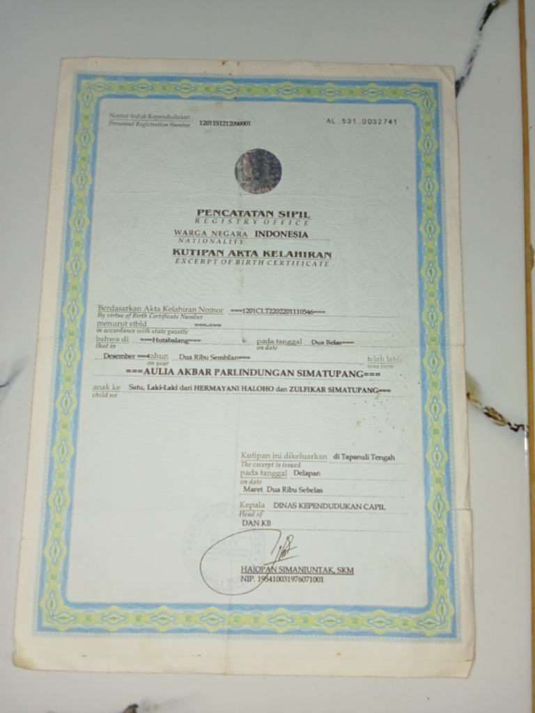 Akte Kelahiran | PDF