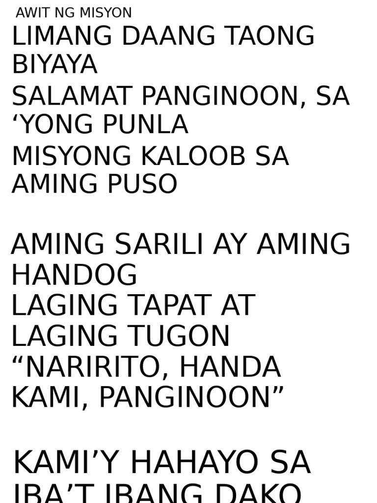 Awit NG Misyon | PDF