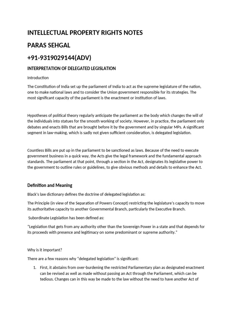 Intellectual Property Rights | PDF | Bill (Law) | Parliament