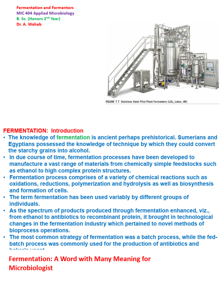 Fermentation and Fermentors | PDF | Metabolism | Fermentation