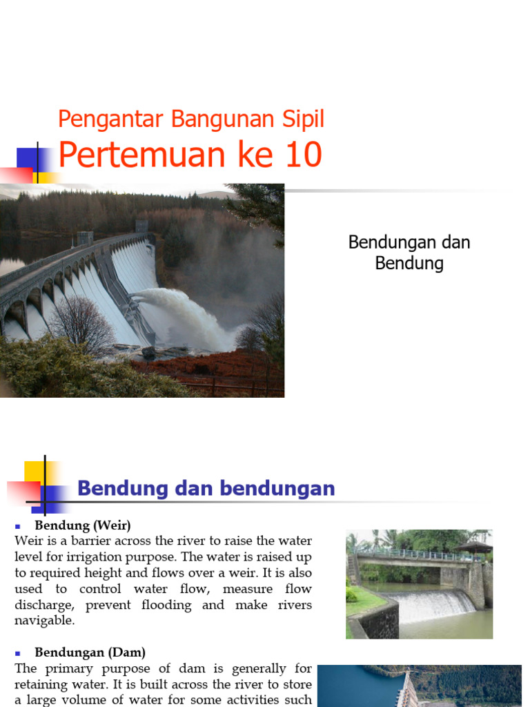 Bangunan Bendung Dan Bendungan | PDF | Dam | Spillway