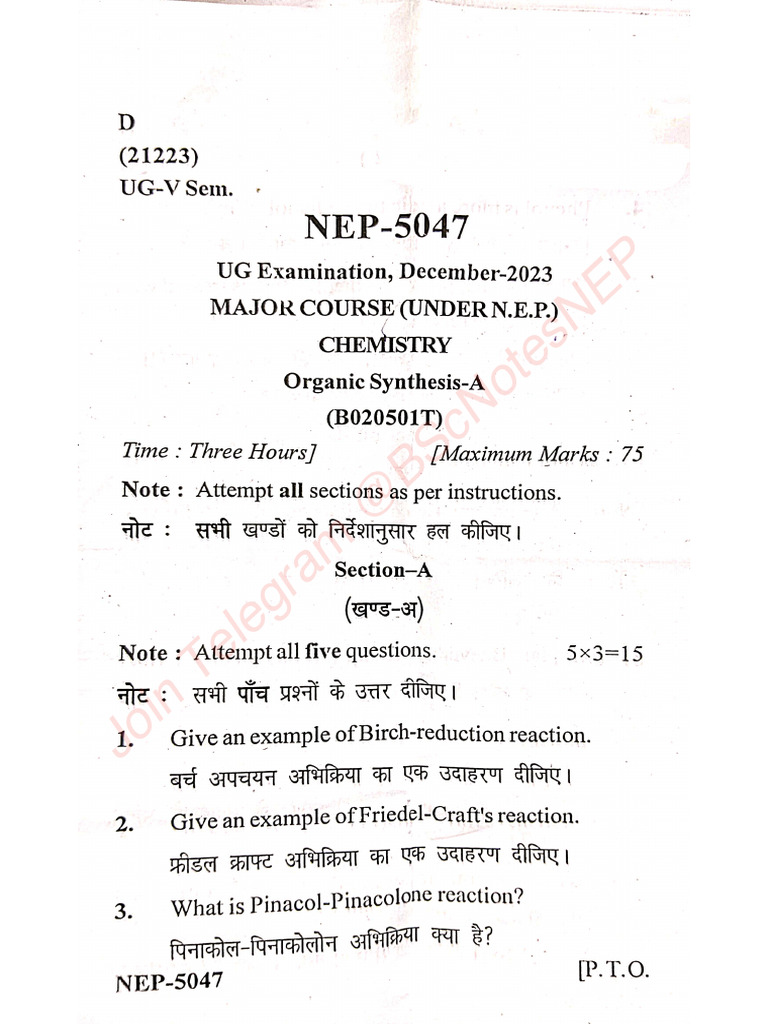 BSC 5th Sem chemistry paper 1Ccsu | PDF