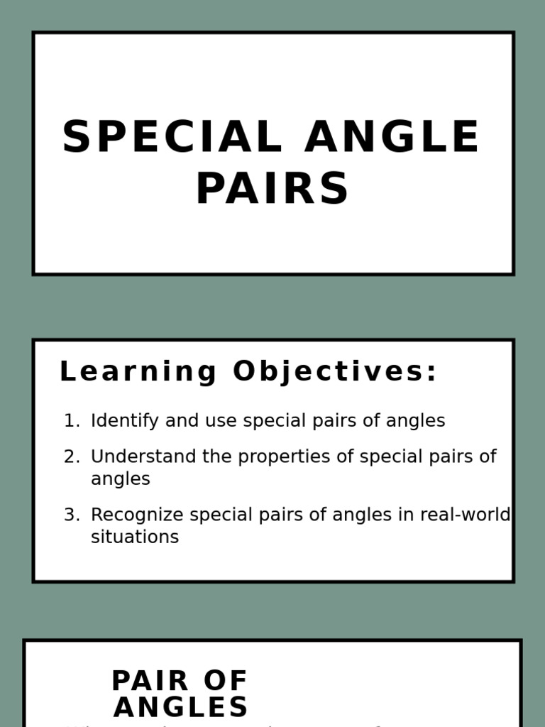 Special Angle Pair Angle Formed by Transversals | PDF | Euclidean ...