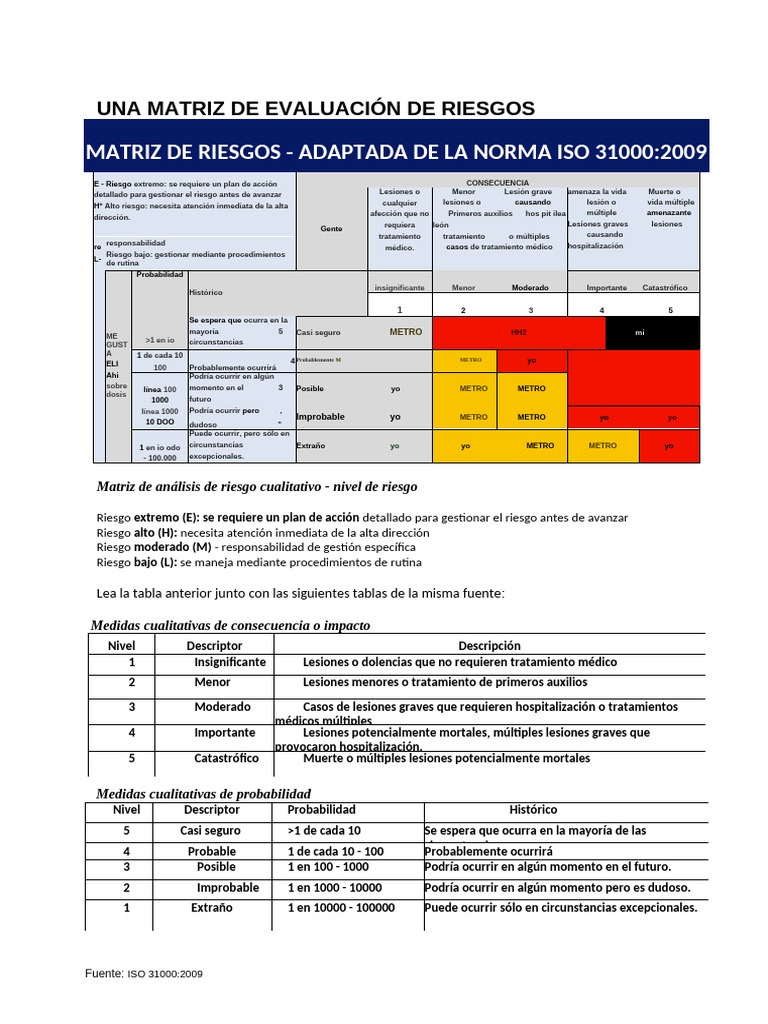 Matriz de Evaluación de Riesgos (ISO) - 3 | PDF | Evaluación de riesgos | Riesgo