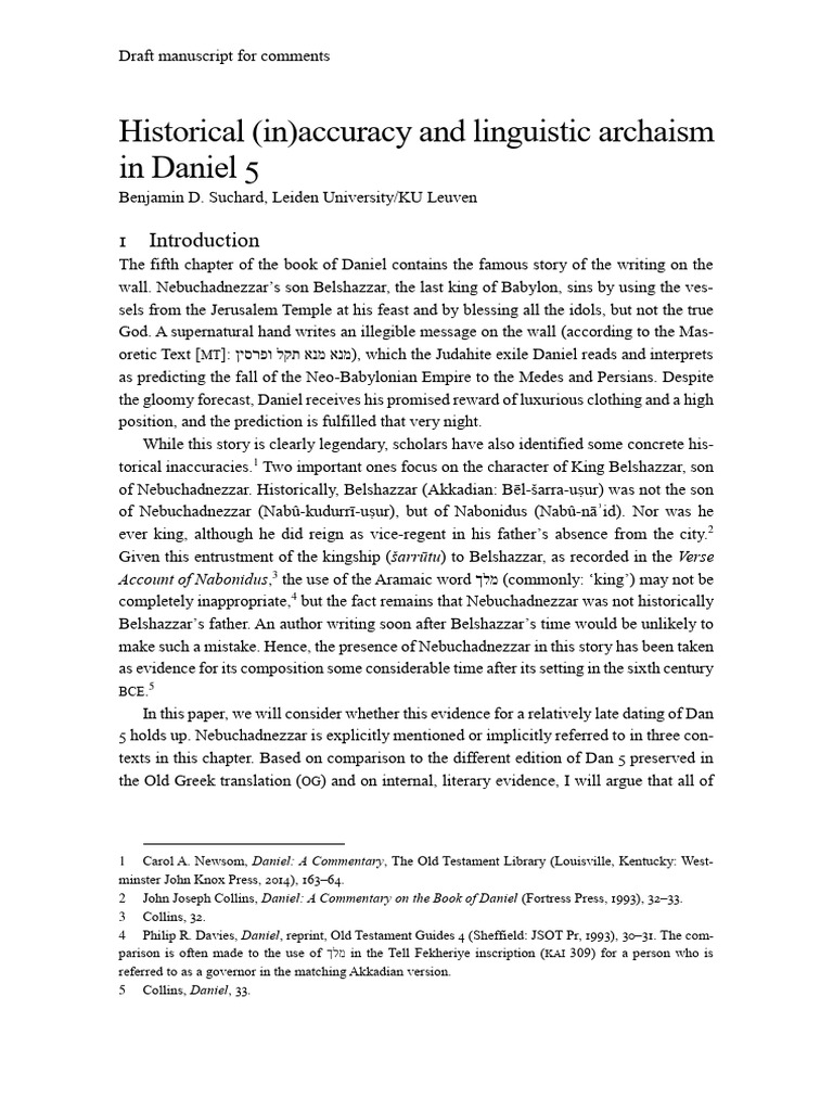Historical Inaccuracies in Daniel 5 | PDF | Book Of Daniel ...