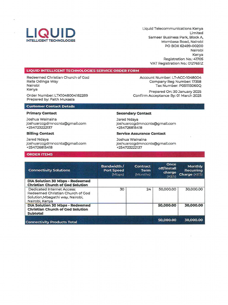 RCCG Signed Order Form | PDF