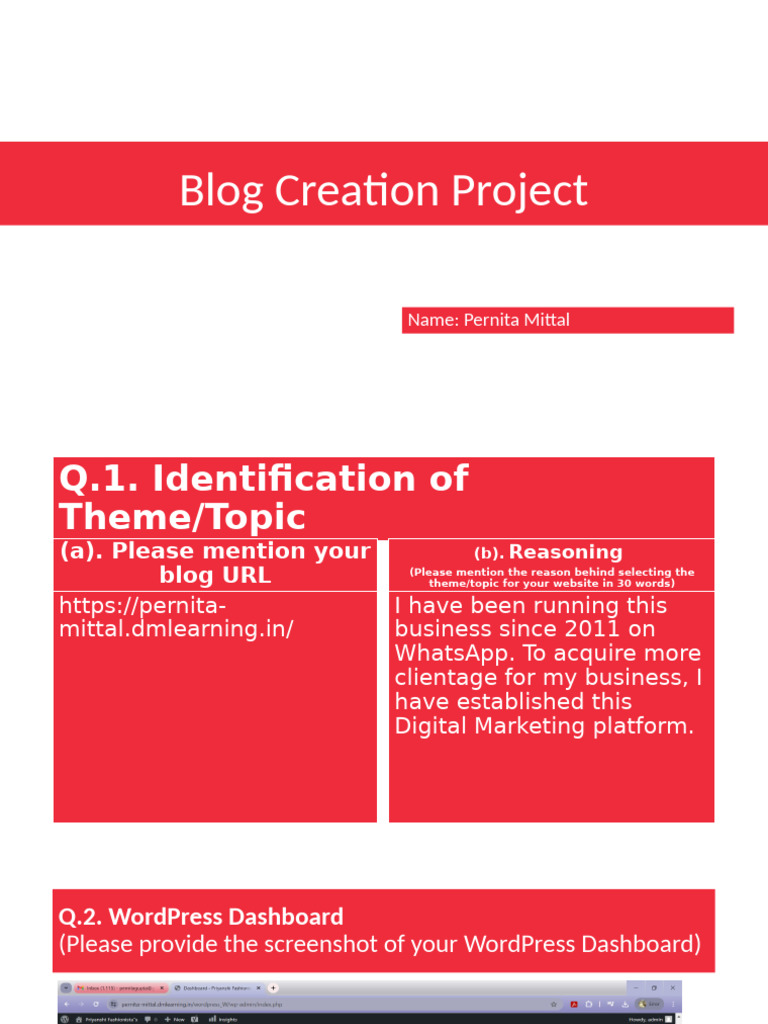 Blog Creation Project Template | PDF