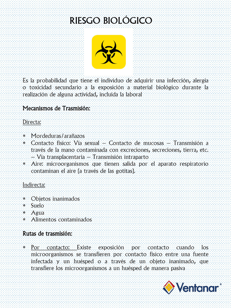 Riesgo Biológico | PDF | Microorganismo | Infección