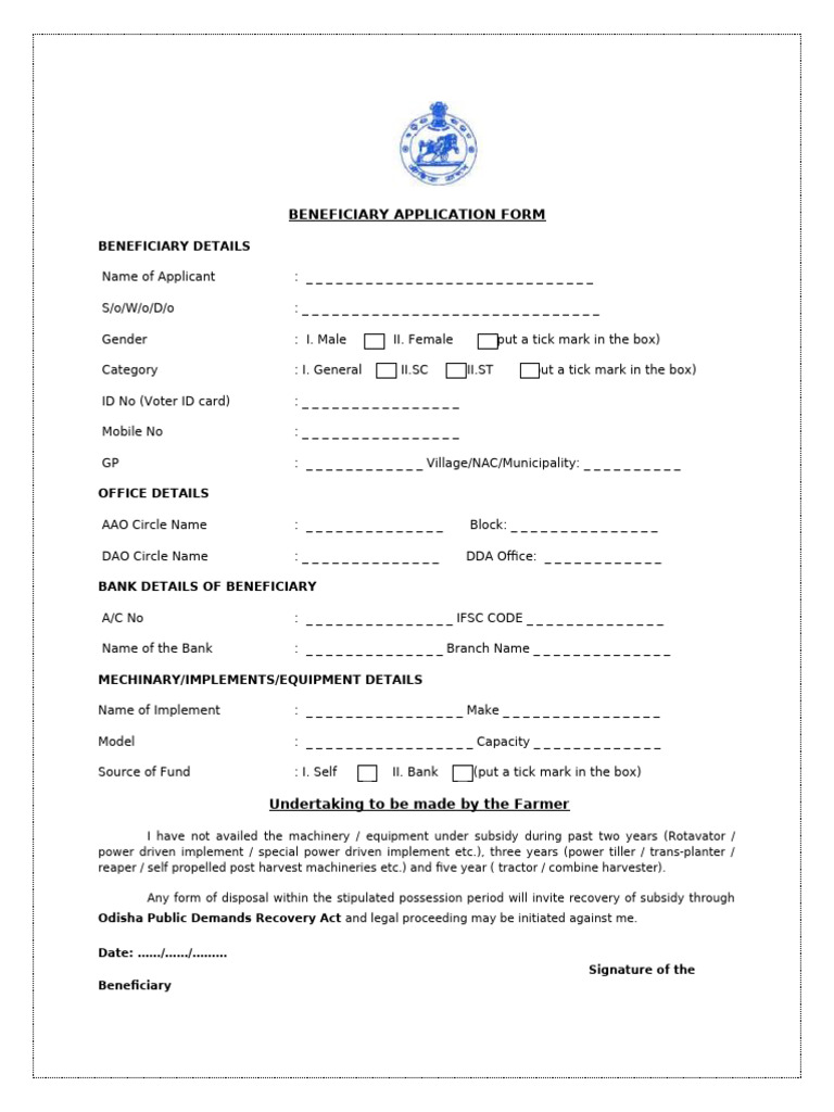 Beneficiary Application Form (1) | PDF