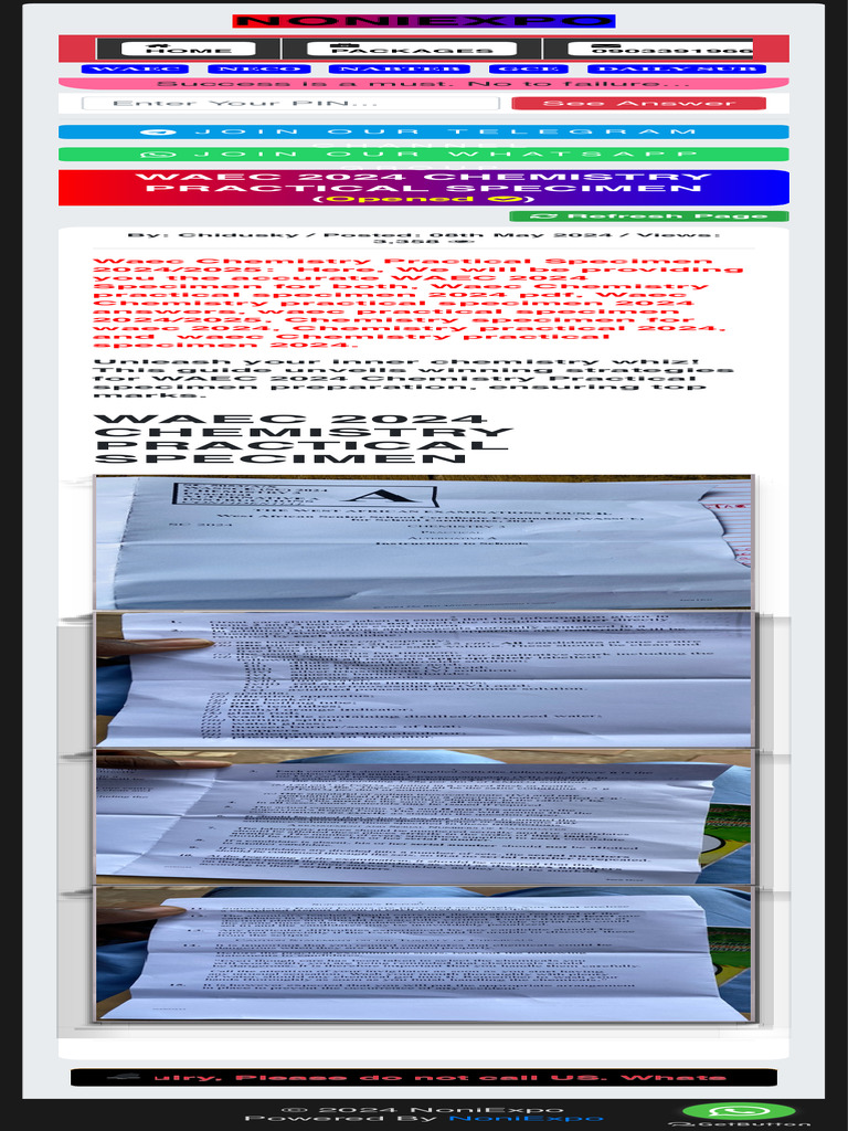 Waec 2024 Chemistry Practical Specimen - Noniexpo | PDF