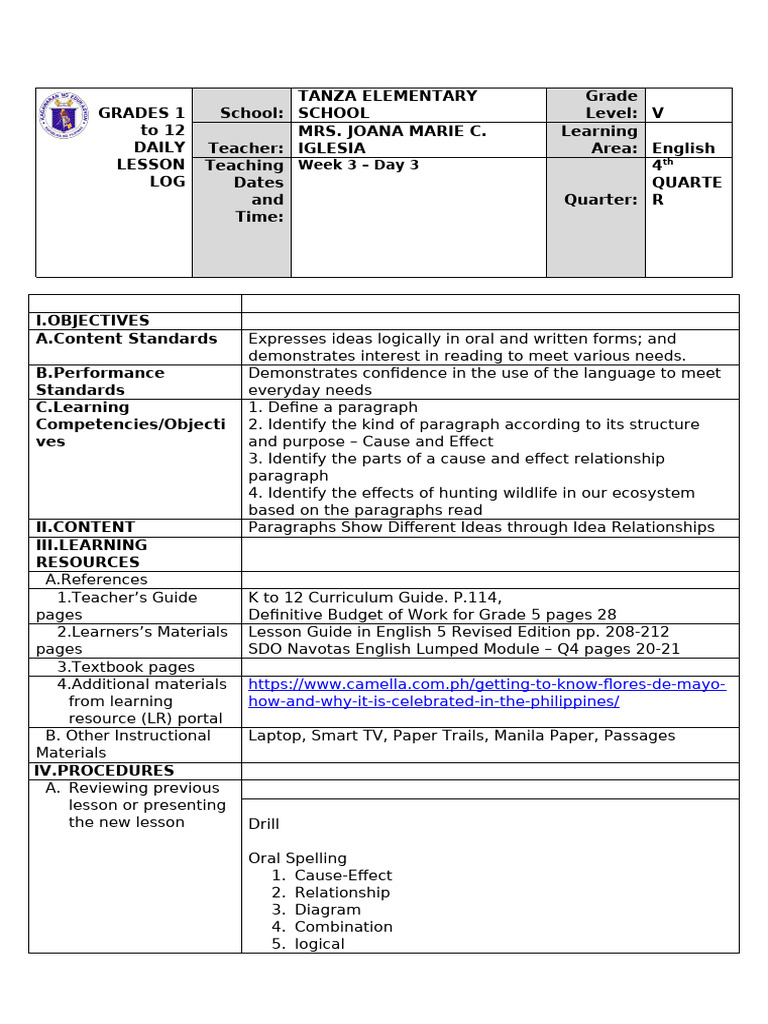 DLP-Q4-DAY13-Paragrah-Kinds-Cause and Effect | PDF | Causality | Learning