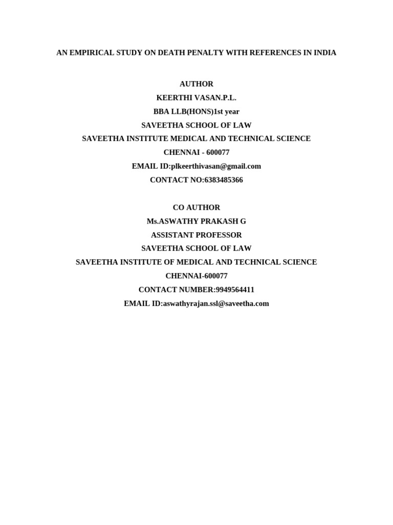 Death Penalty in India: Legal and Ethical Insights | PDF | Capital ...