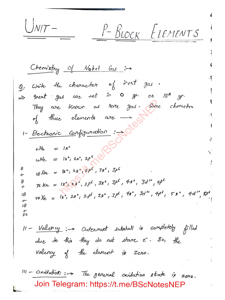P-Block Elements, Chem. Sem. 5th | PDF