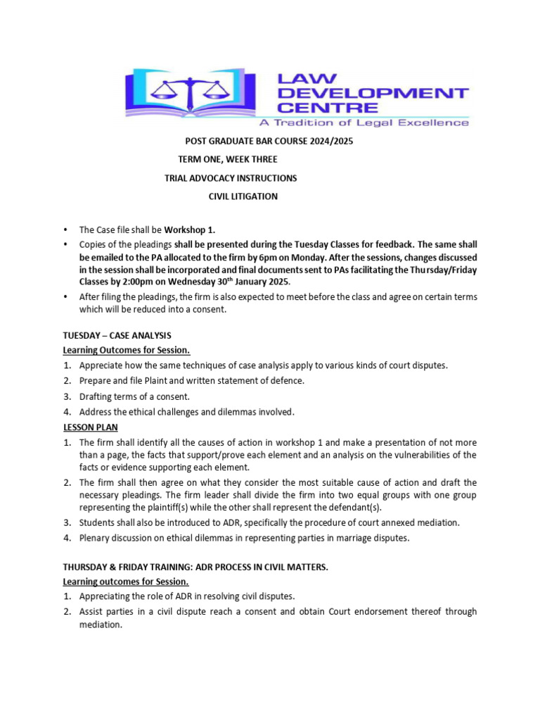 Instructions Advocacy Training - Intake 2 Term 1 Week 4 | PDF ...