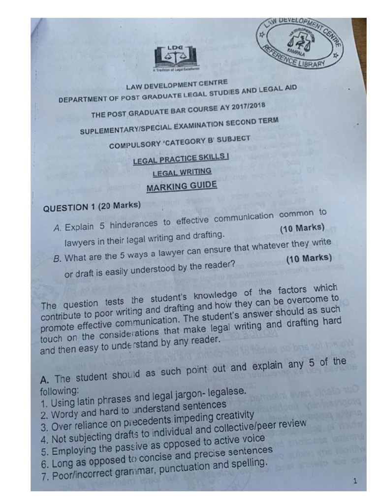 Legal Writing Marking Guide | PDF