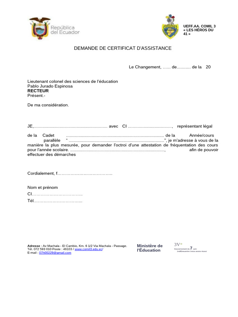 Certificat de Présence | PDF