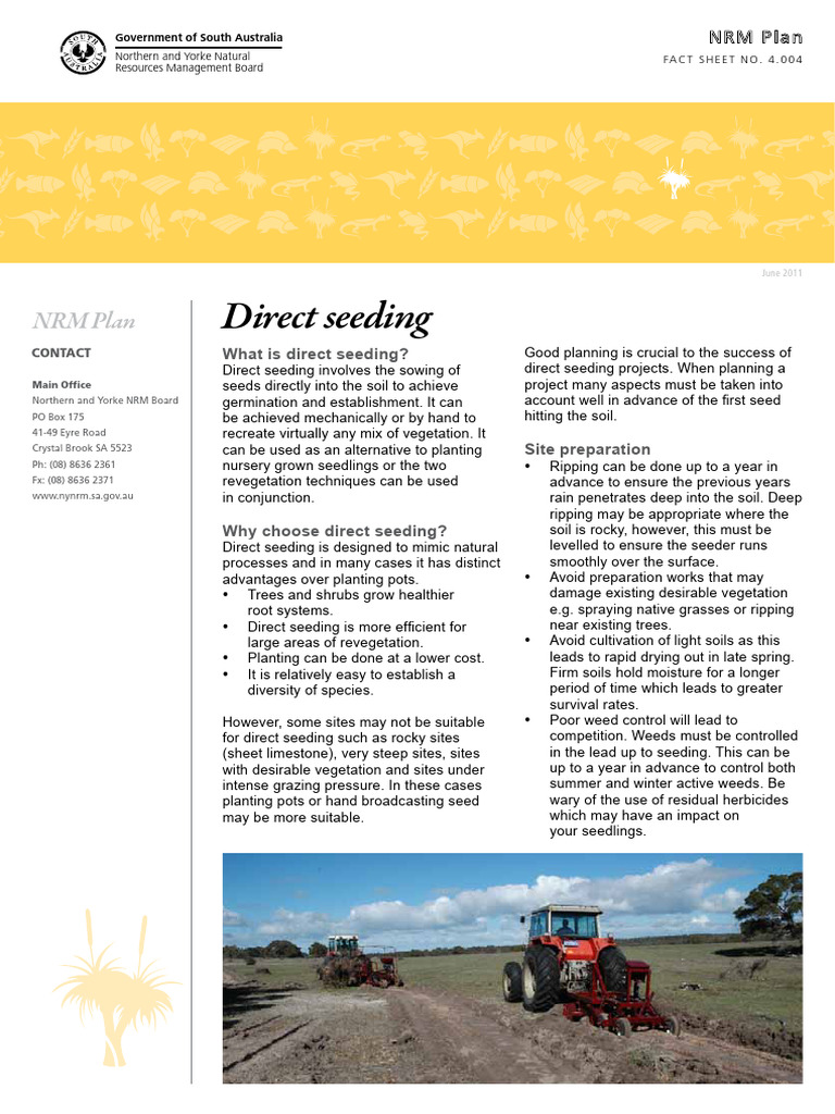 Sustainable Agriculture Direct Seeding Fact | PDF | Seed | Sowing