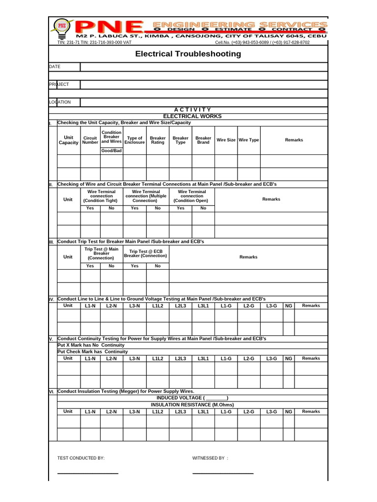 Electrical Troubleshooting Checklist | PDF | Insulator (Electricity ...