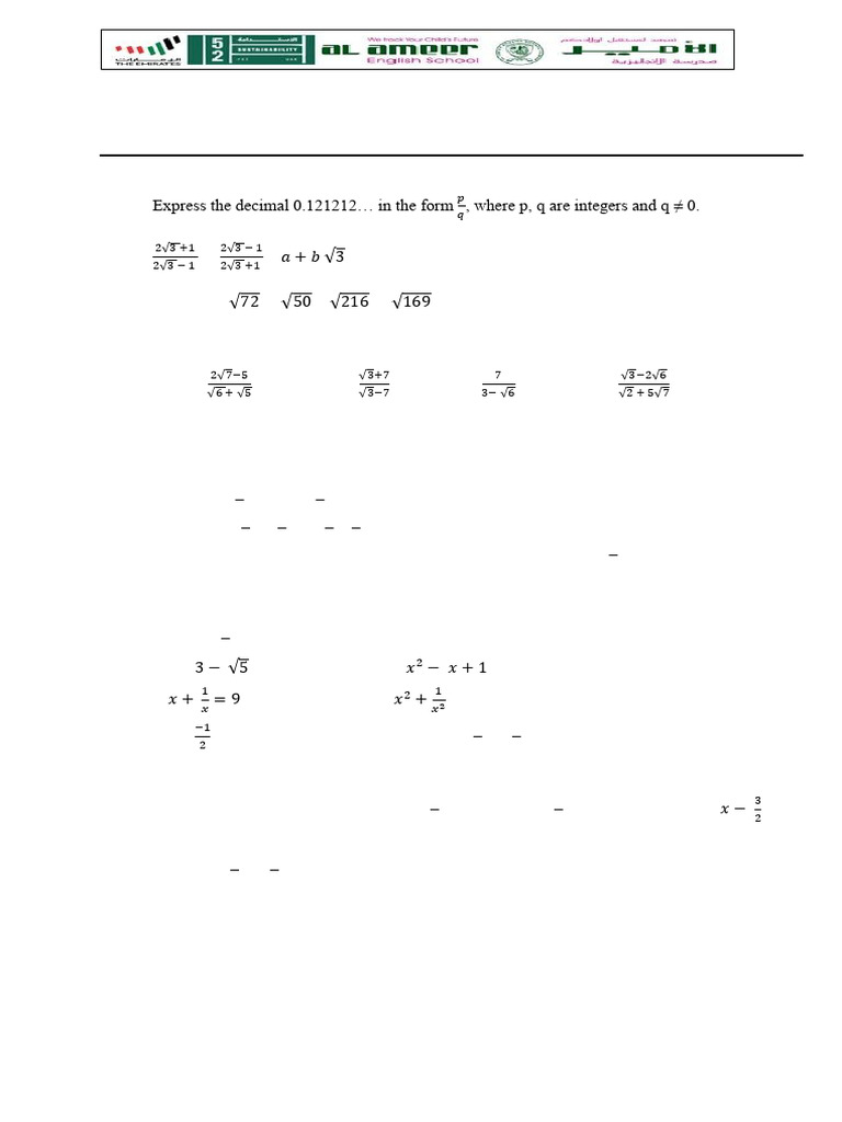 Numbers System and Polynomials | PDF