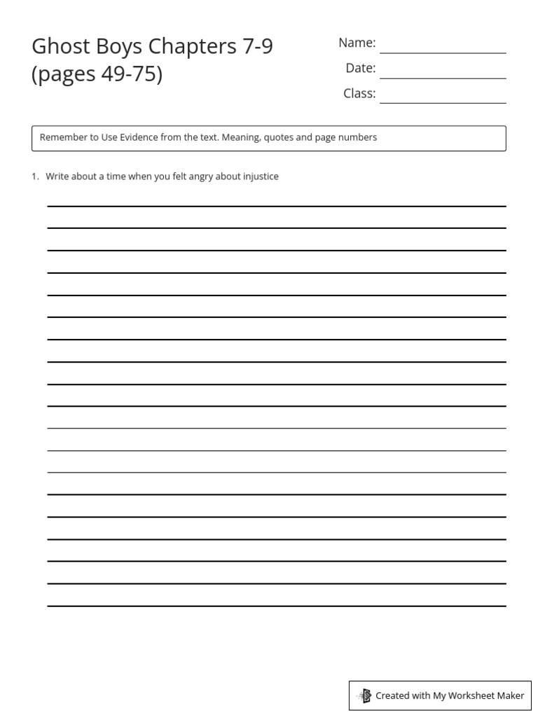 Ghost Boys Chapters 7 9 Pages 49 75 | PDF