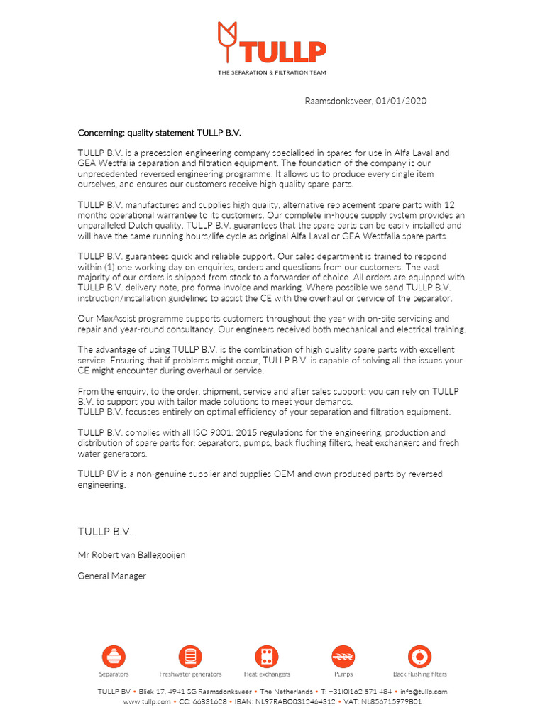 VD005 TULLP Quality Statement | PDF