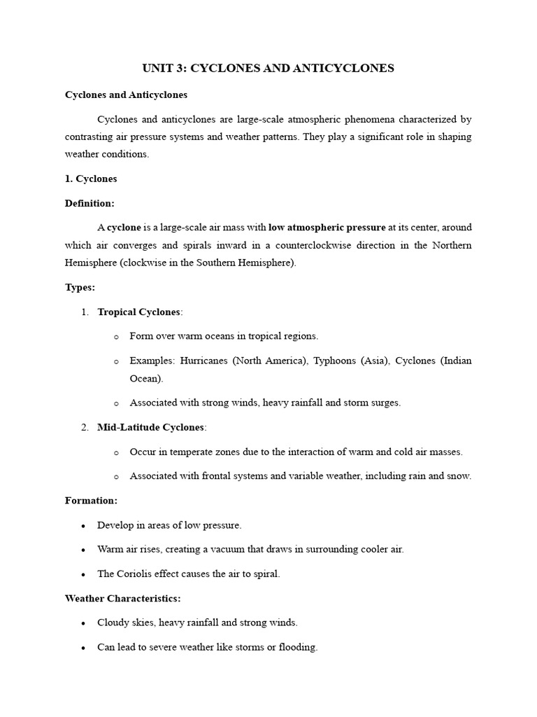 Cyclones vs Anticyclones Explained | PDF | Cyclone | Weather