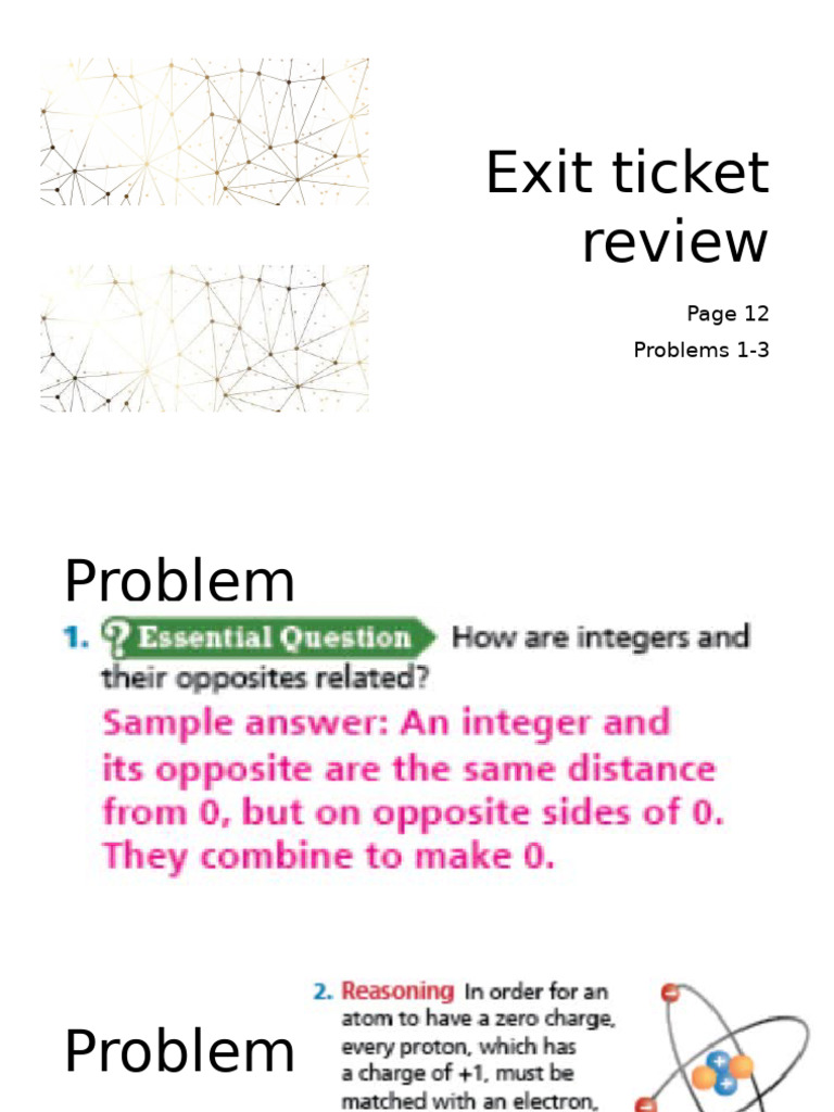 Exit Ticket Review: Problems 1-6 | PDF