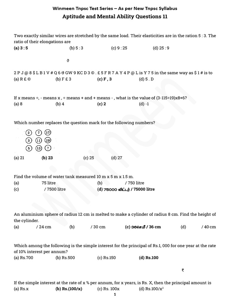 Aptitude and Mental Ability Questions 11 | PDF