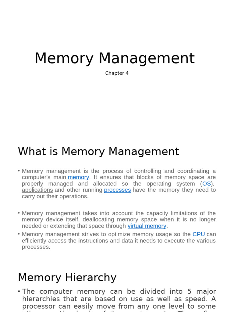 Chapter 4 Memory and File Management | PDF | Computer Data Storage | Computer Memory