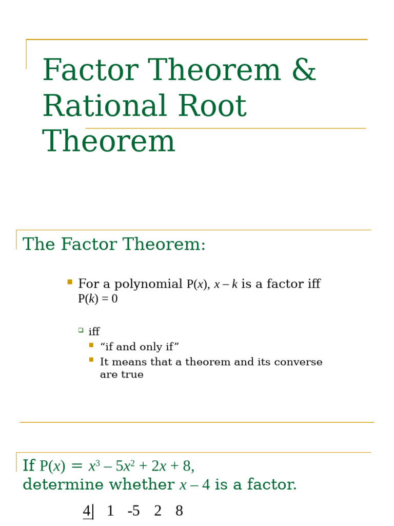 3.3 Rational Root Theorem | PDF | Factorization | Zero Of A Function