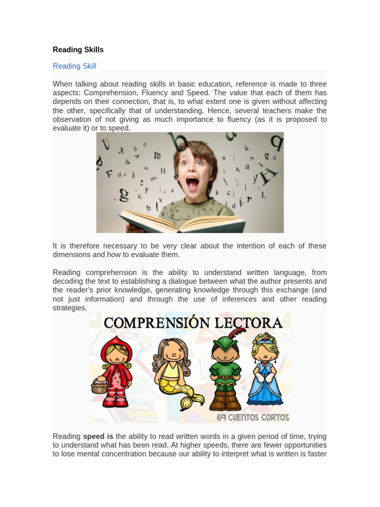Reading Skills | PDF | Reading Comprehension | Learning