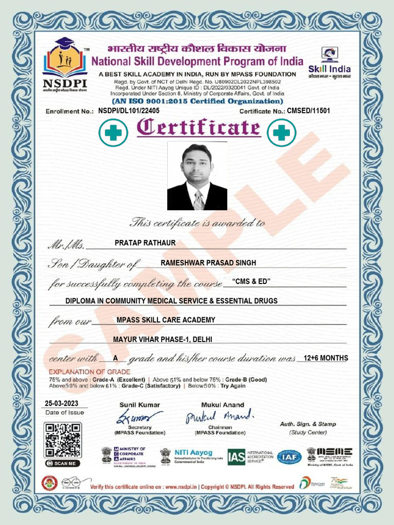 CMS & ED Diploma Certificate Awarded | PDF