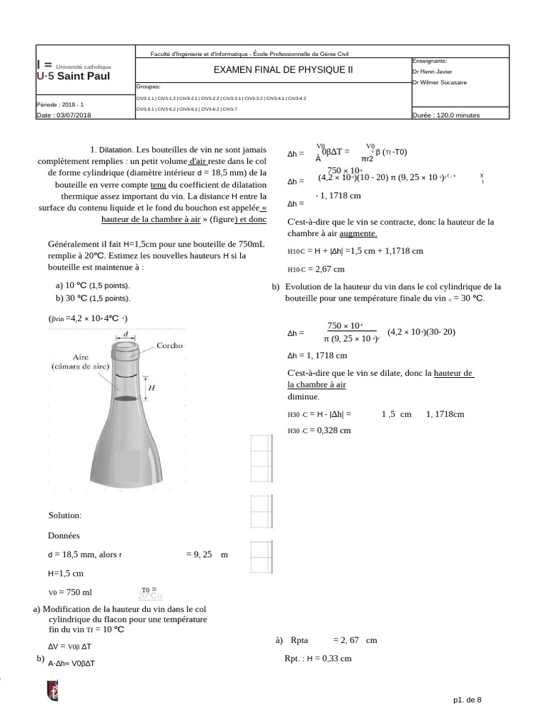 Ucsp Examen Final 2018 | PDF | Chaleur | Température