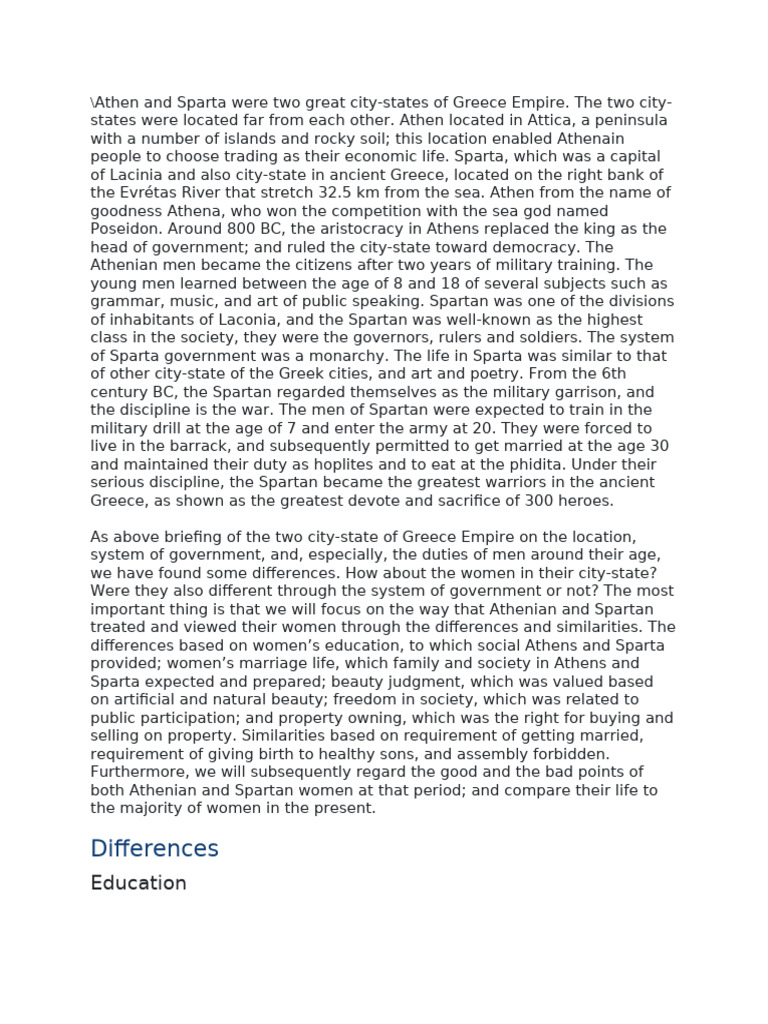 Athens And Sparta Pdf Sparta Ancient Greece