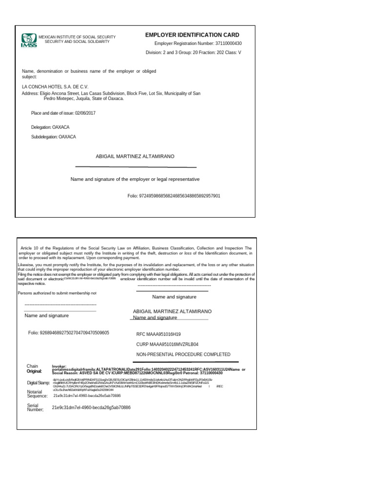 Employer Identification Card Details | PDF | Identity Document
